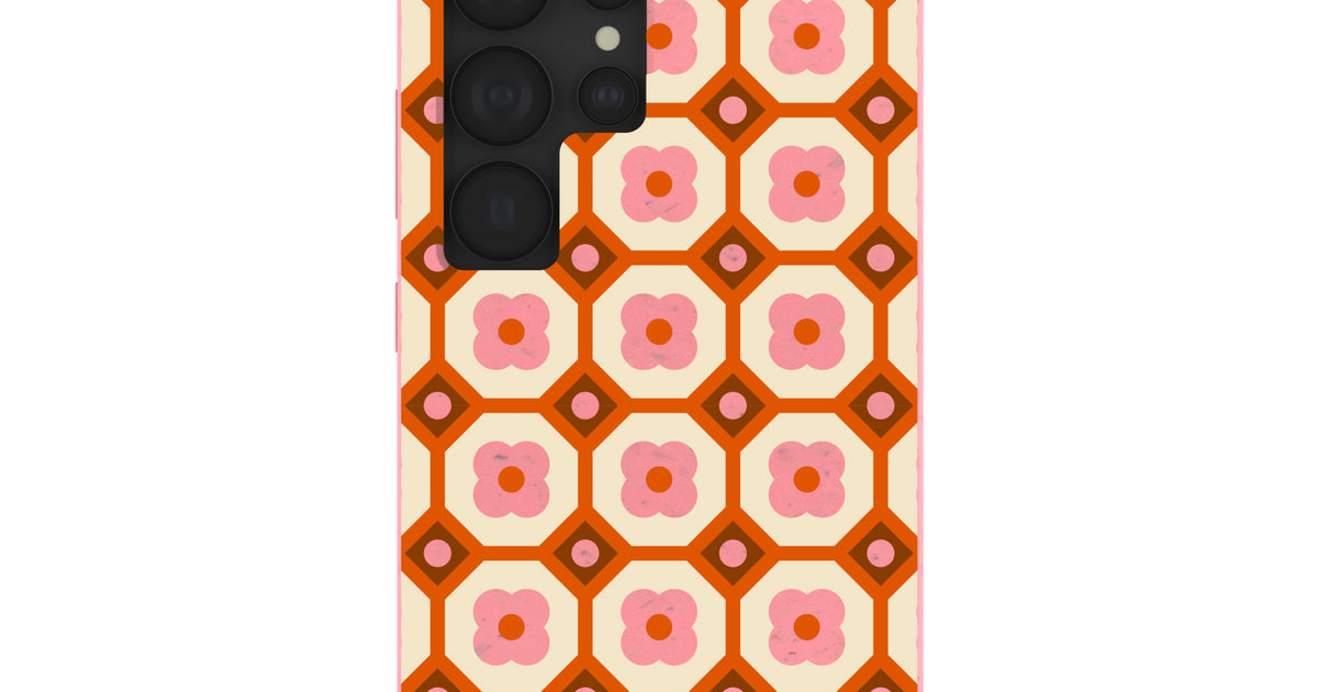 Bubblegum Pink Retro Tiles Samsung Galaxy S25 Ultra Case – Pela Case