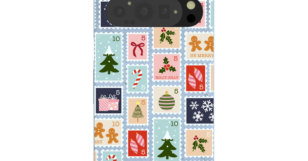 Powder Blue Noel Stamps Google Pixel 9/9 Pro Case – Pela Case